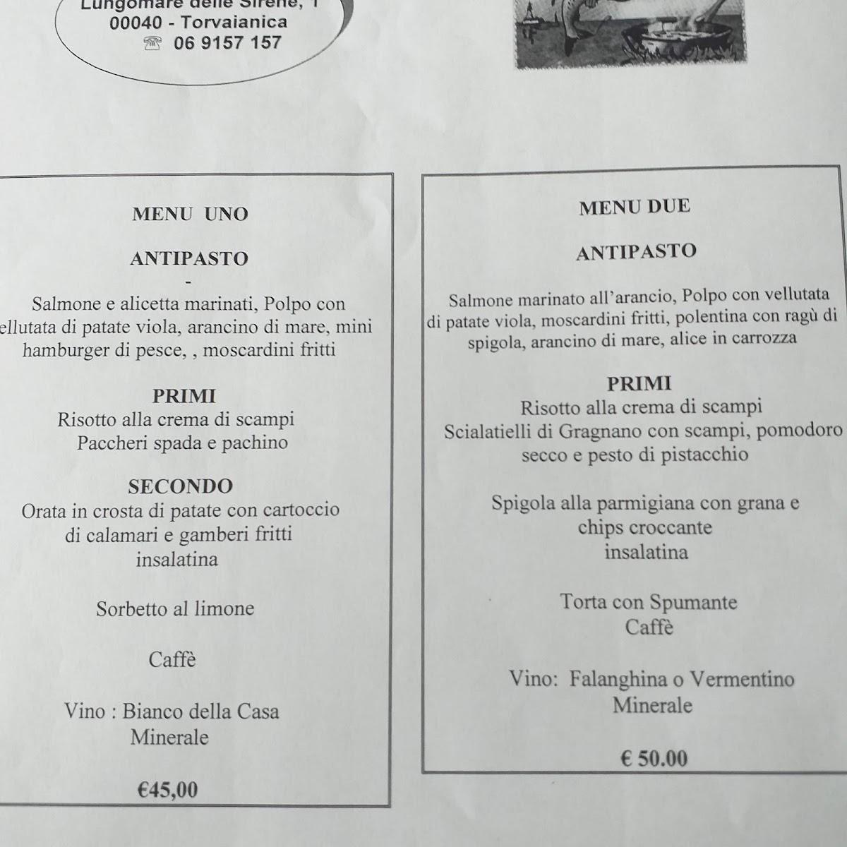 Menu at Ristorante Zi' Checco a Torvaianica, Pomezia