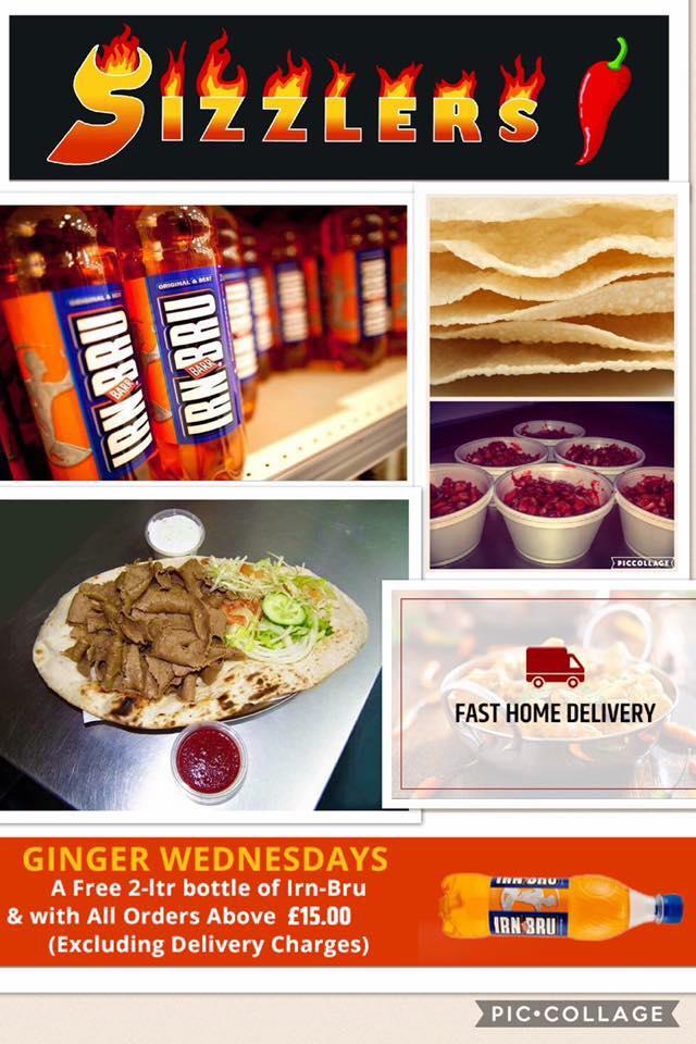 Menu at Sizzlers Methil fast food, Leven