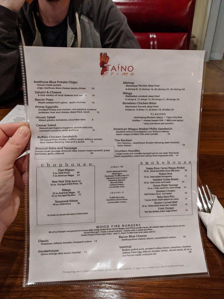 Menu at Taino Smokehouse Prime BBQ, Meriden