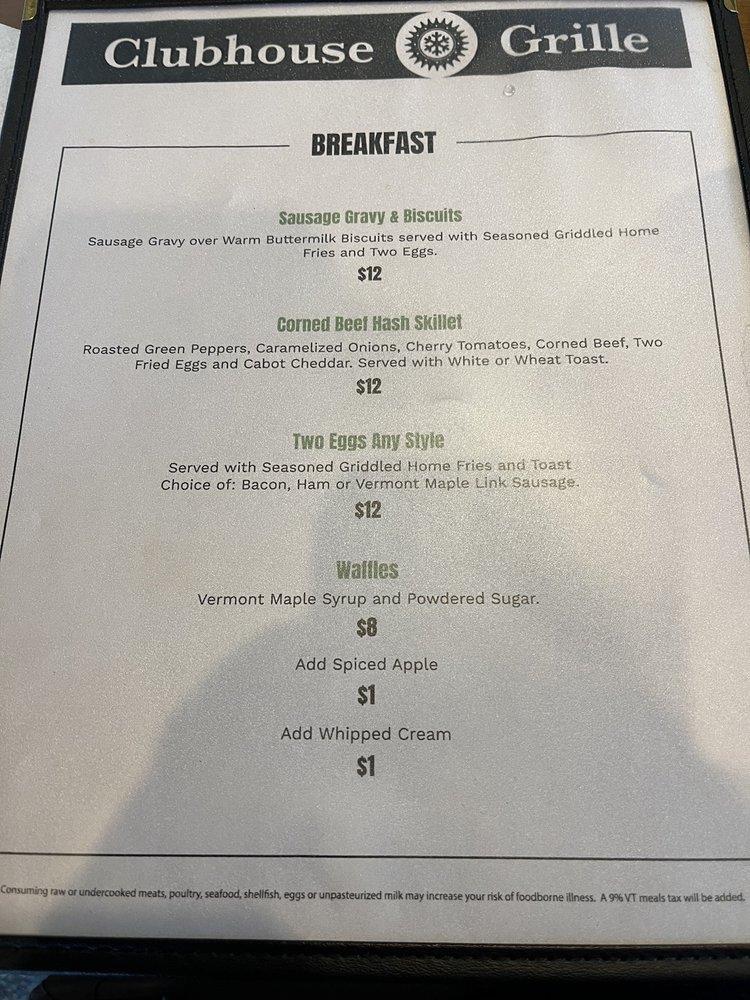 Menu at The Clubhouse Grille, Jay