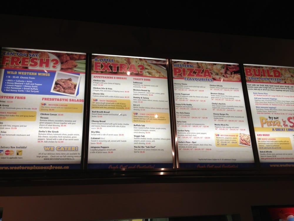 Menu at Western Pizza Express pizzeria, Calgary, 90 Cranleigh Dr SE #11