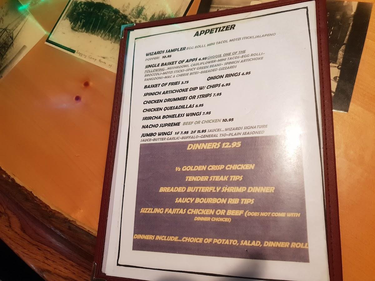 Menu at Wizard's Bar & Grill, Nashwauk