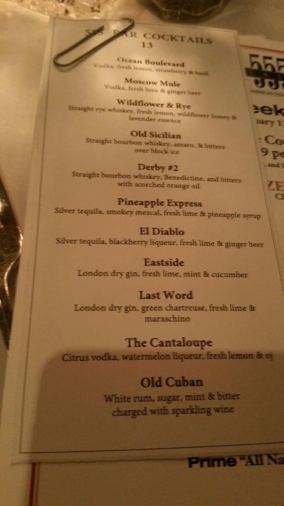 Menu at 555 East American Steakhouse, Long Beach