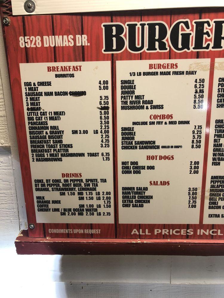Menu at Burger Barn, Amarillo