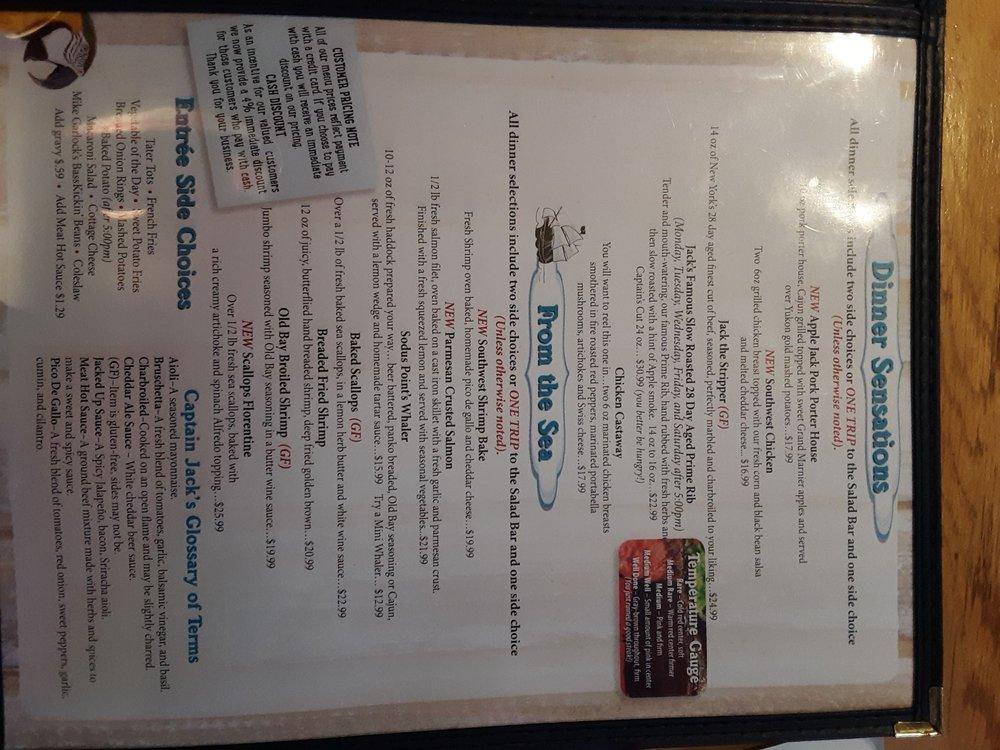 Menu at Captain Jack's Goodtime Tavern pizzeria, Sodus Point