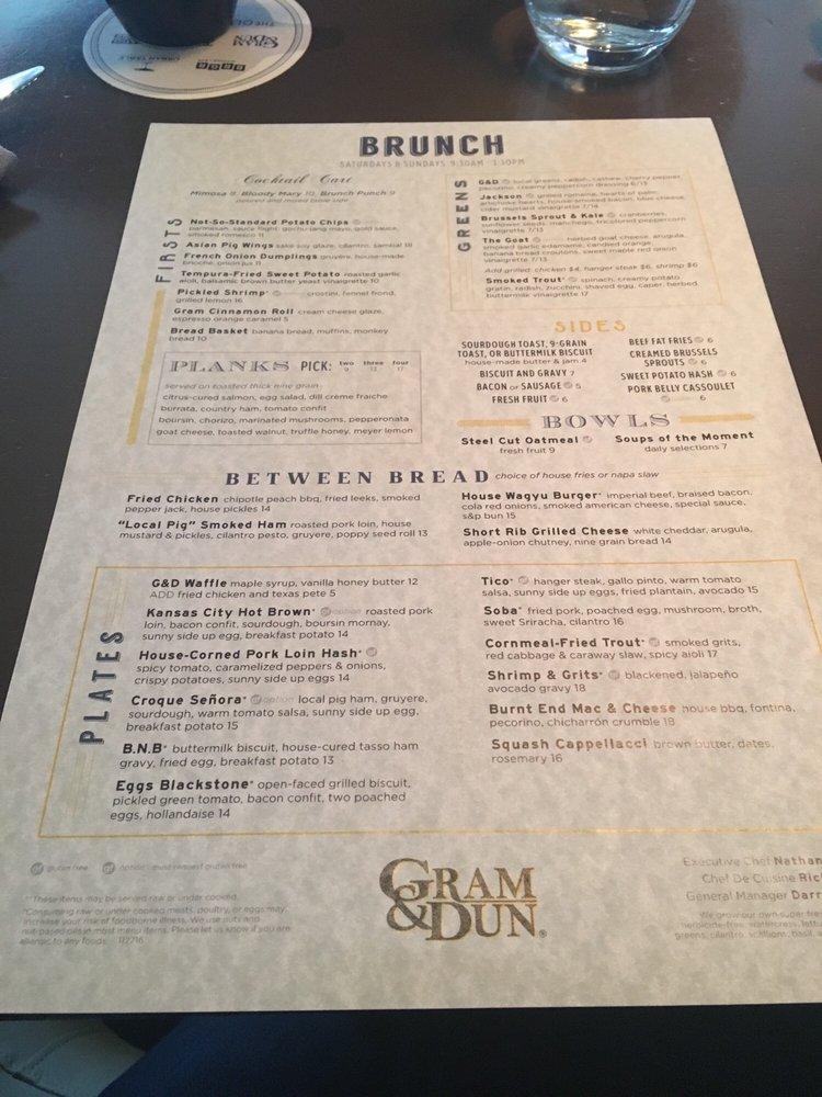 Menu at Gram & Dun pub & bar, Kansas City