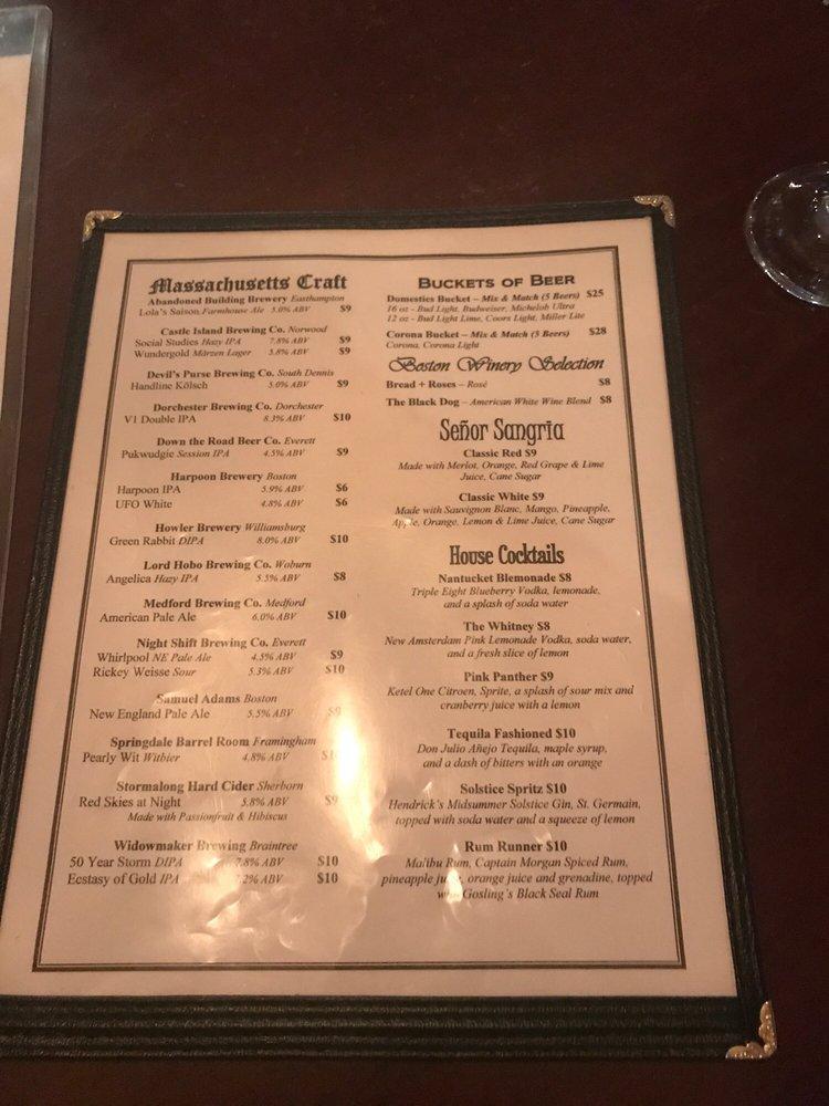 Menu at The Adams Pub, Quincy