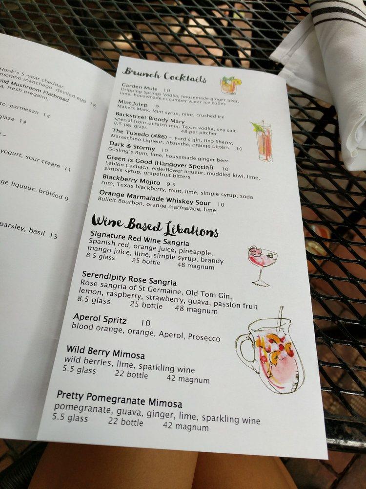 Carta de Backstreet Cafe, Houston