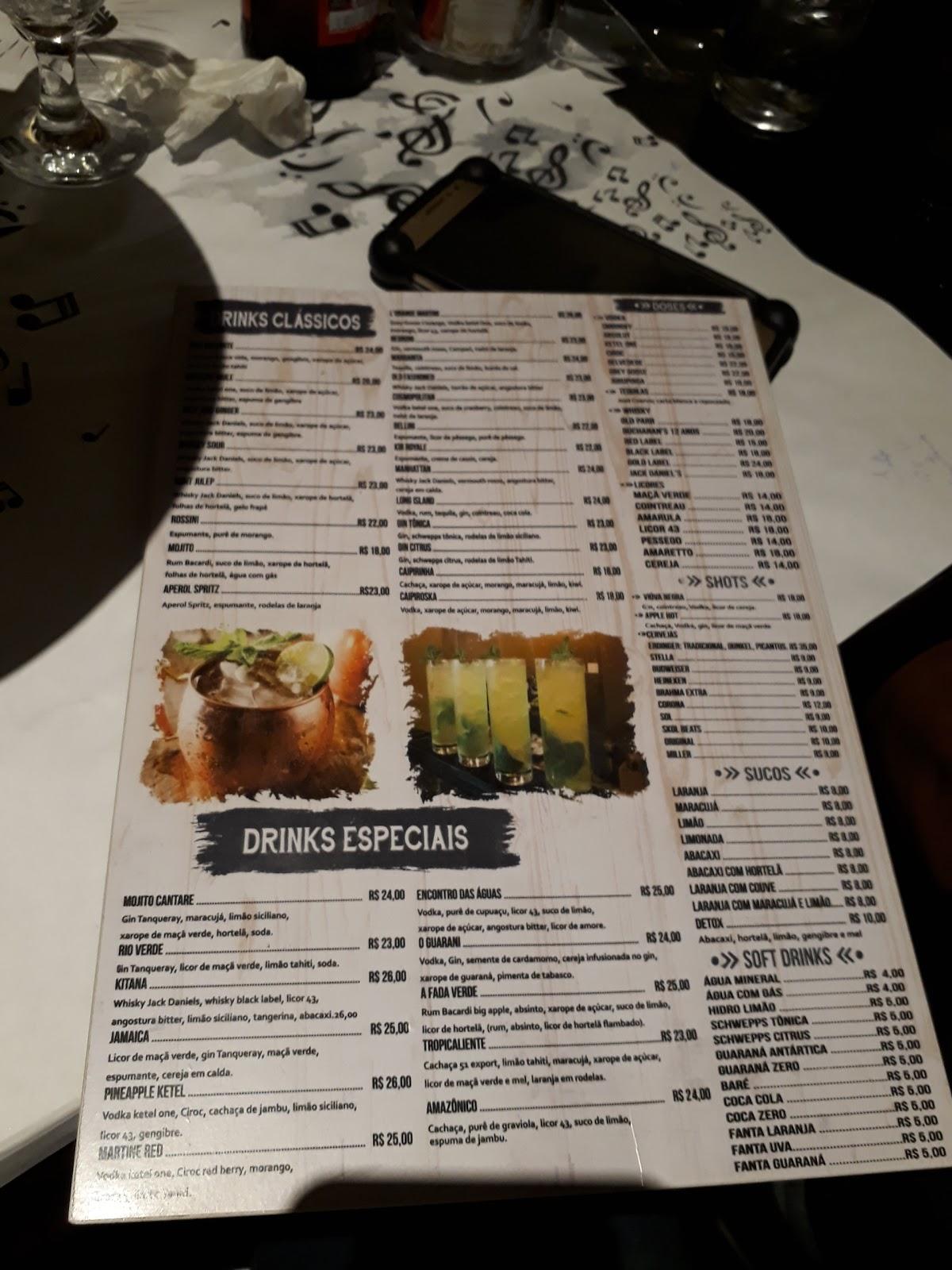 Menu at Cantare Karaoke & Pub, Manaus