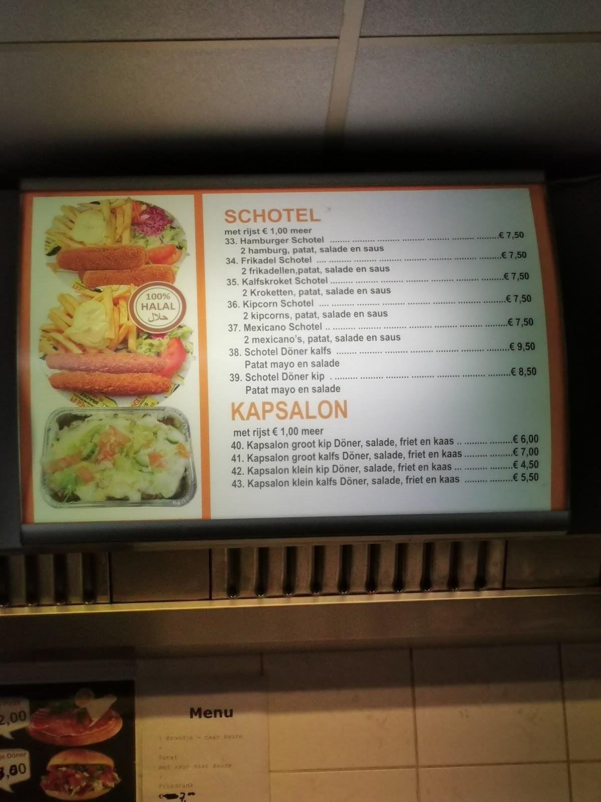 Menu at City Kebab, Rijswijk