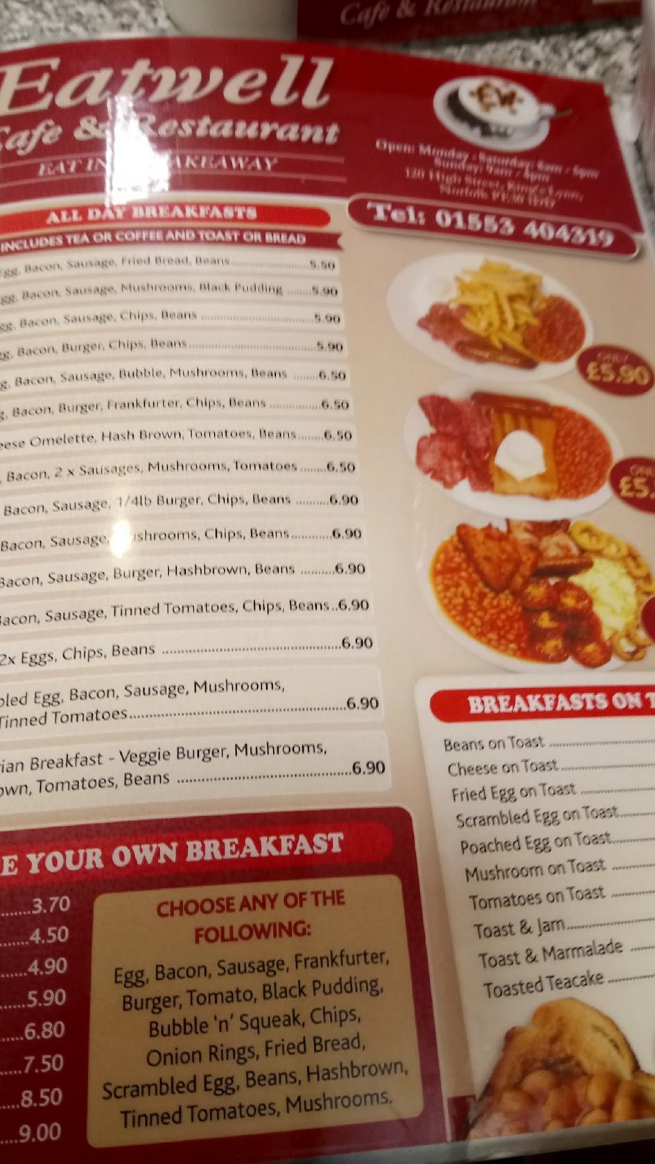 Menu at Eatwell Cafe, King's Lynn