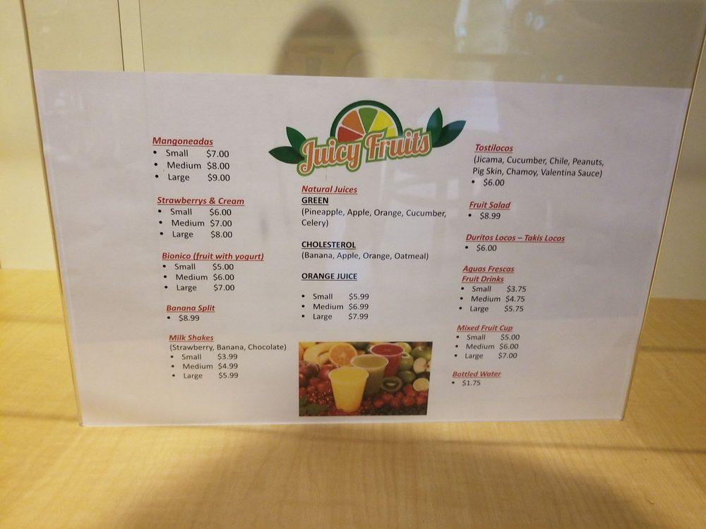 Menu at Juicy Fruit pub & bar, Fairfield