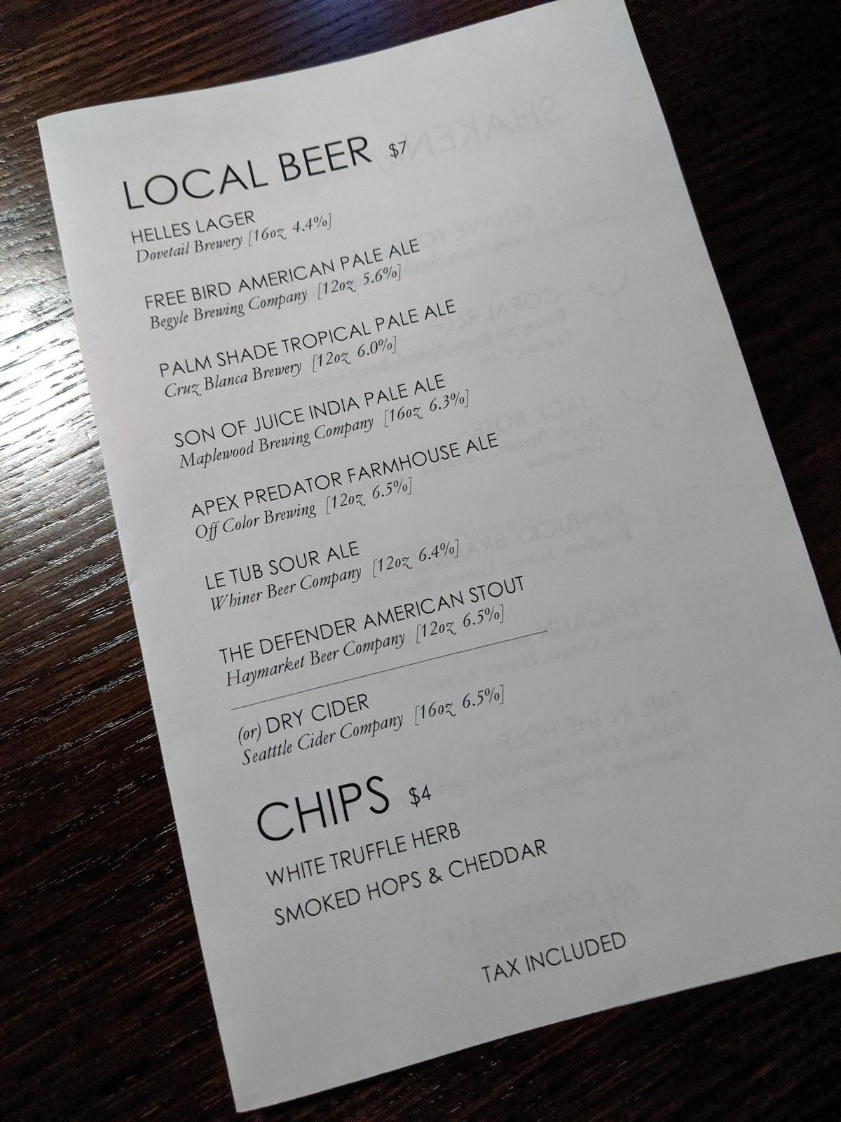 Menu at Love Street pub & bar, Chicago