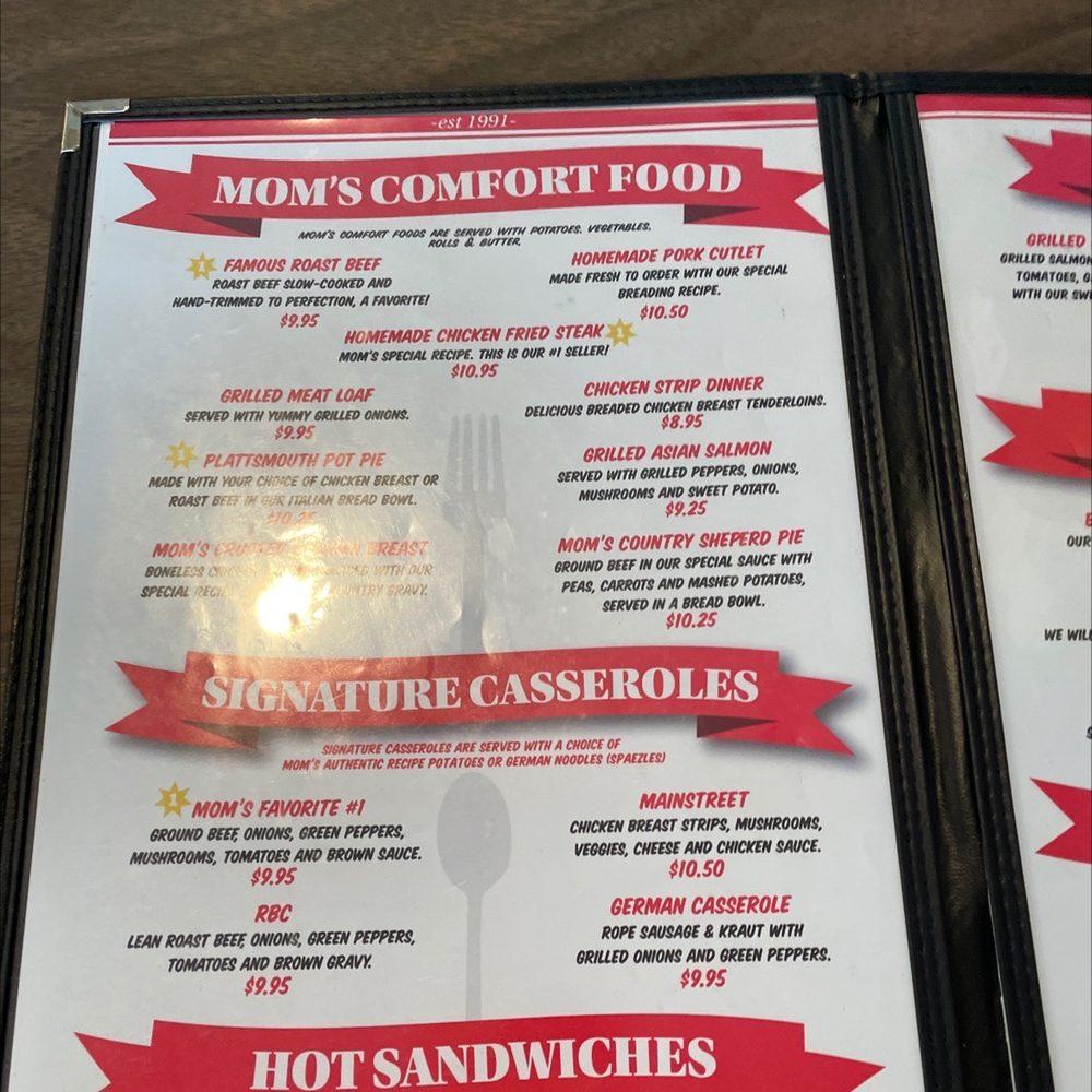 Menu at Mom's Cafe & Catering, Plattsmouth