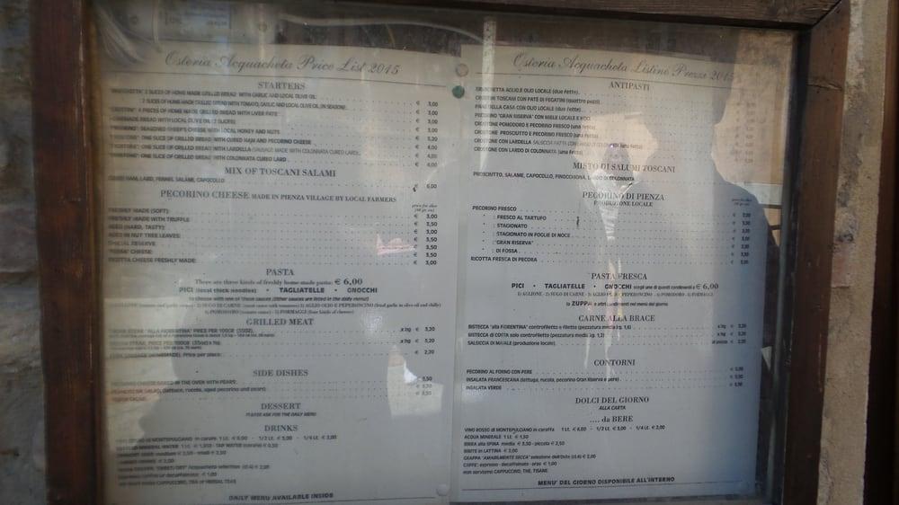 Menu at OSTERIA ACQUACHETA, APERTURA STAGIONE 2022 DAL PRIMO APRILE L ...