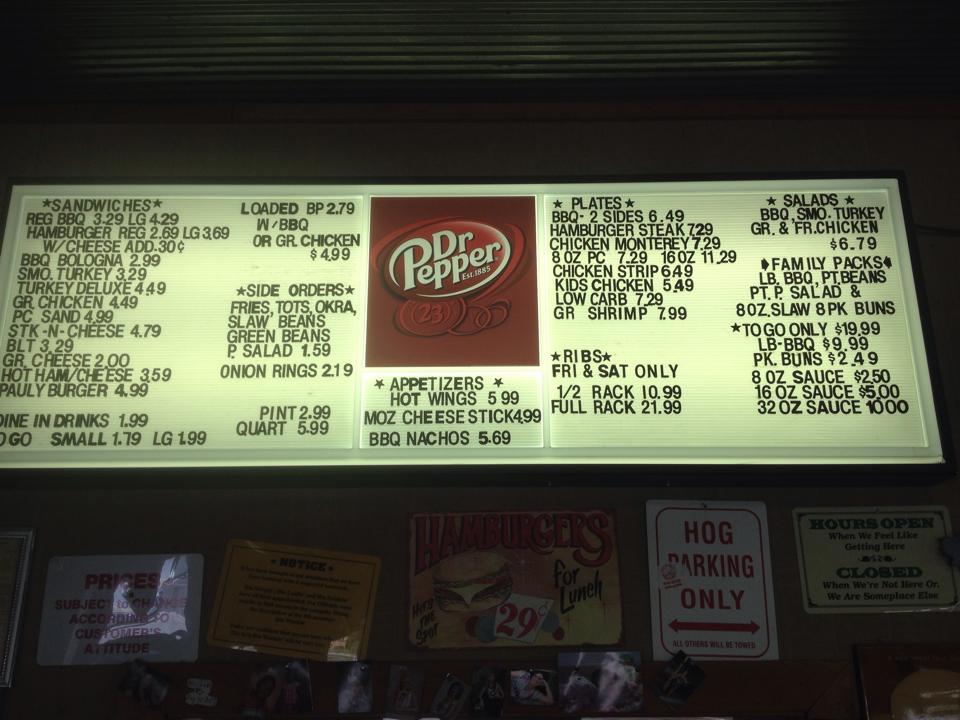 Carta del restaurante Pig-N-Out, Halls