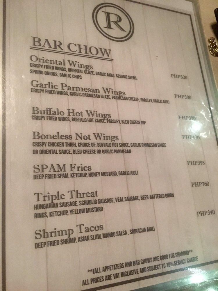 Menu at Reserve Gastro Tavern pub & bar, Taguig, 14°33'08. 121°02'40.