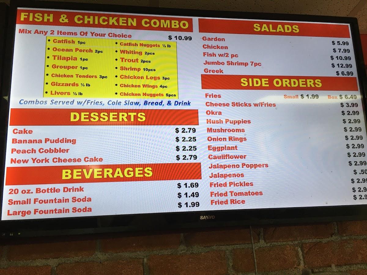 Menu at Sharks Fish & Chicken Wynnton Rd restaurant, Columbus, Wynnton Rd