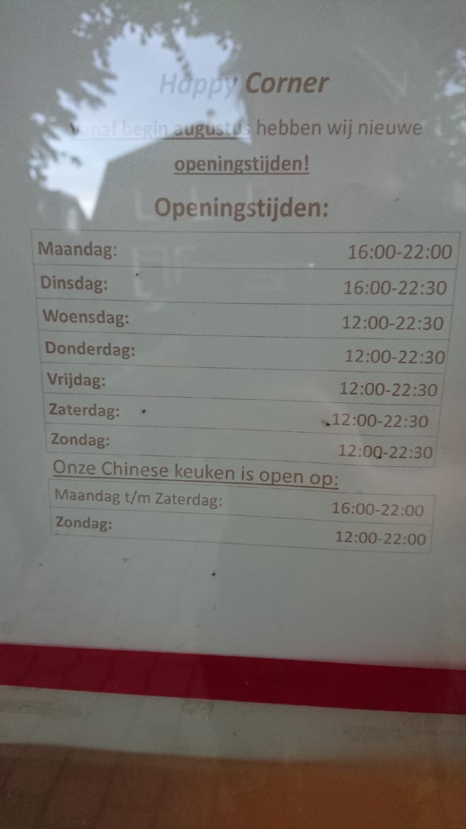 Menu at Happy Corner, Oss
