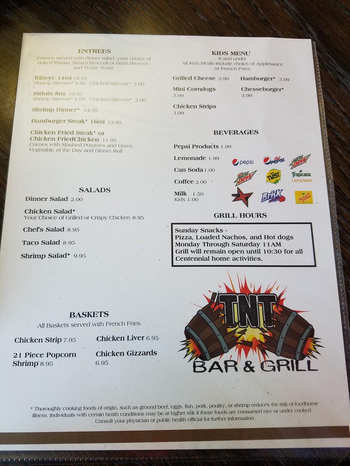 Menu at TNT Bar & Grill, Utica