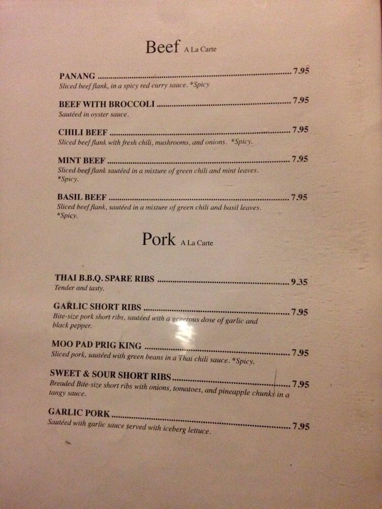 Menu at Thai Original BBQ Restaurant, Cerritos