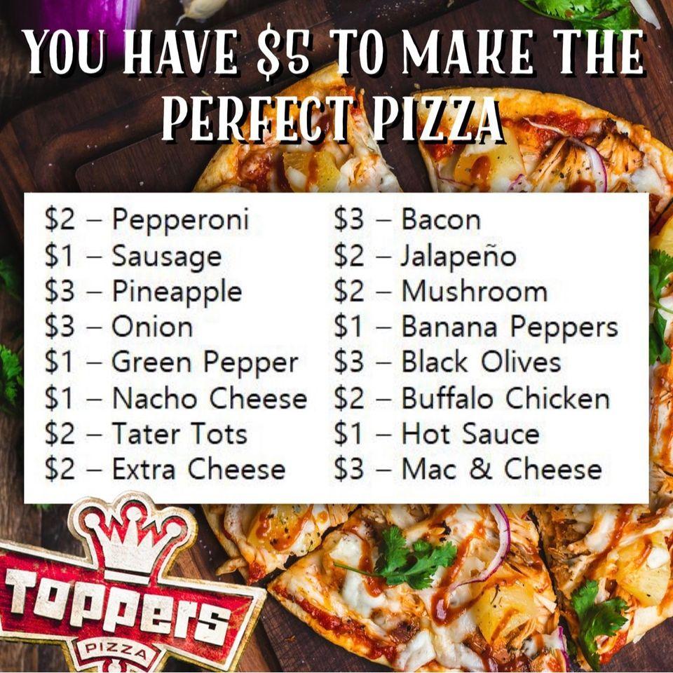 Menu at Toppers Pizza pizzeria, Minneapolis, Lyndale Ave S