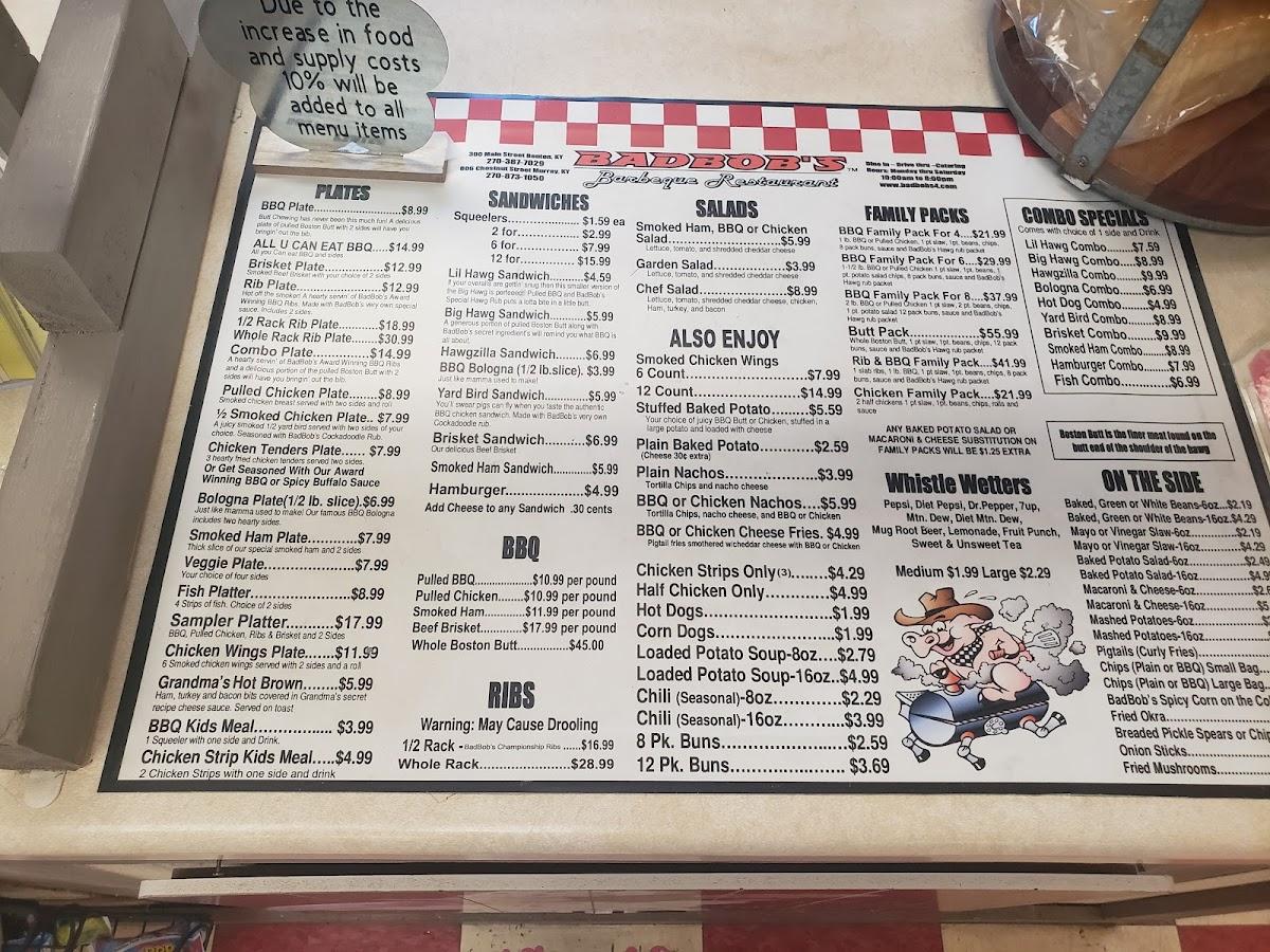 Menu at Bad Bob's BBQ, Benton