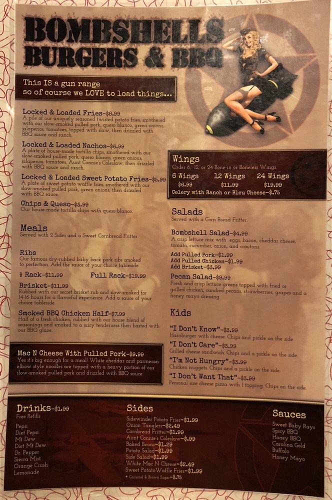 Menu at Bombshells Burgers & BBQ, Huntington