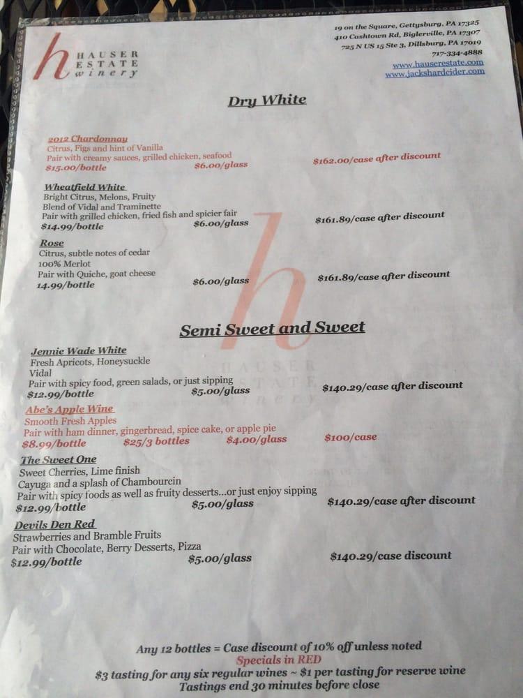 Menu at The Core Kitchen at Atomic Dog Cidery restaurant, Gettysburg