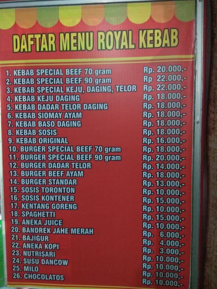 Menu at Royal Kebab Subang restaurant, Subang