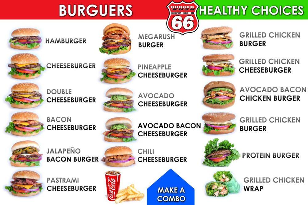 Carta de barbacoa Rush Burger, Rialto