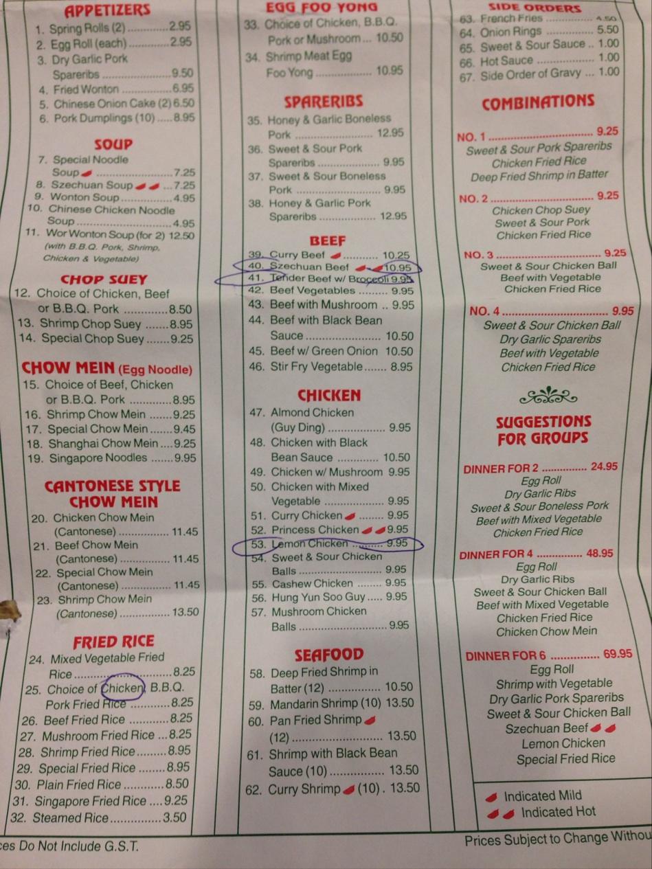 Menu at Golden Palace Restaurant, Morinville, 100 Ave