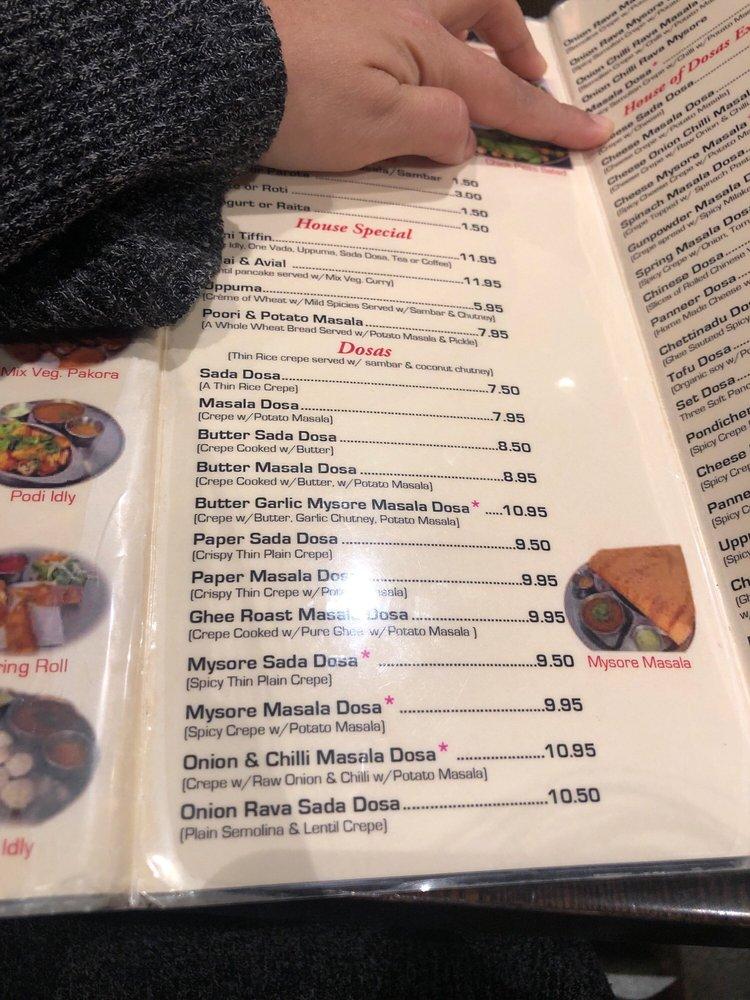 Menu at House of Dosas restaurant, Hicksville