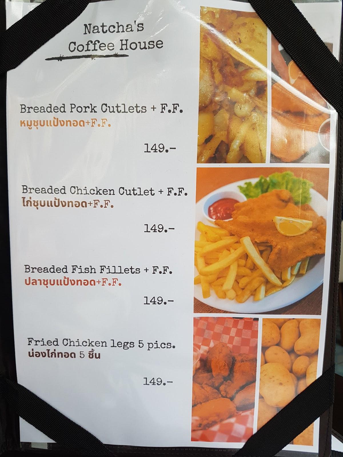 Menu at Natcha's Coffee house & Rent A Bike, Takhian Tia