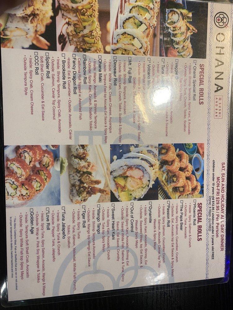 Menu at Ohana Sushi and Bar, Lansing