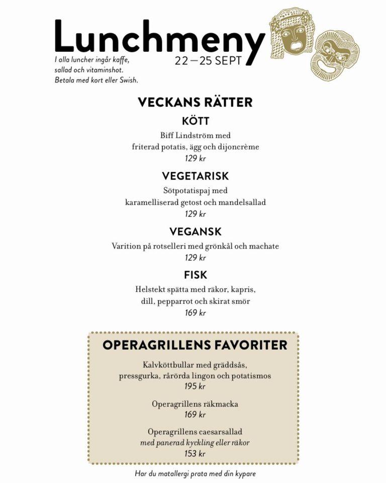 Menu at Operagrillen BBQ, Malmö