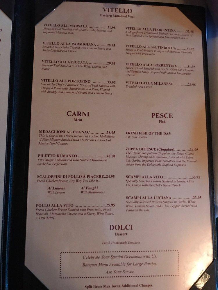 Menu at Vito Restaurant, Santa Monica