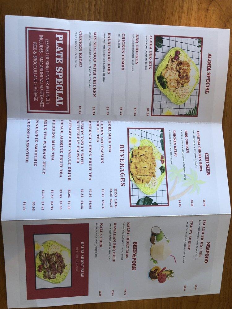 Menu at Aloha Express pub & bar, Visalia