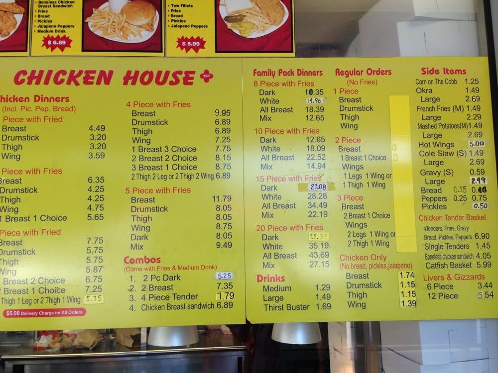 Menu at Chicken House restaurant, Dallas, 909 N Fitzhugh Ave