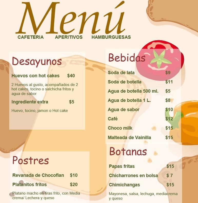 Menu at FUTURE Café Gamer, Tijuana