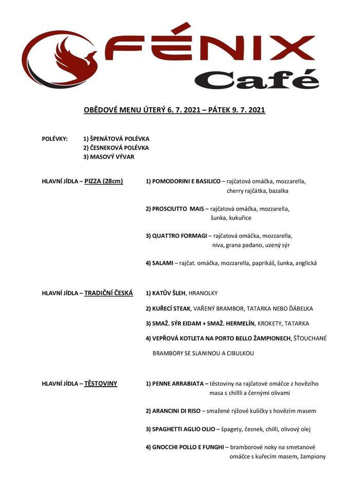 Menu at Fénix Café, s.r.o. cafe, Ostrava