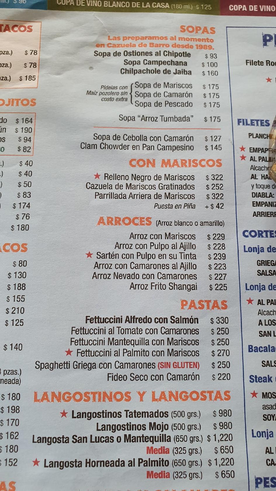 Carta del restaurante Fisher's Mexicas, Naucalpan del Juárez, Mexicas ...