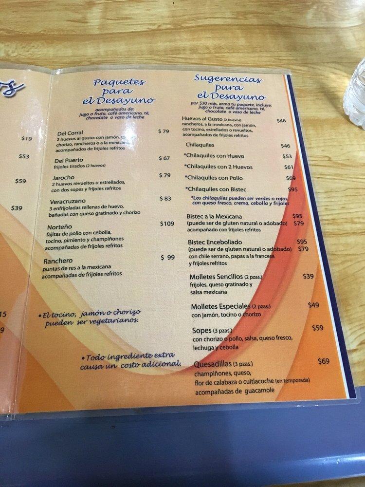 Carta del restaurante La Ronda, Ciudad del México, Carrillo Puerto 31