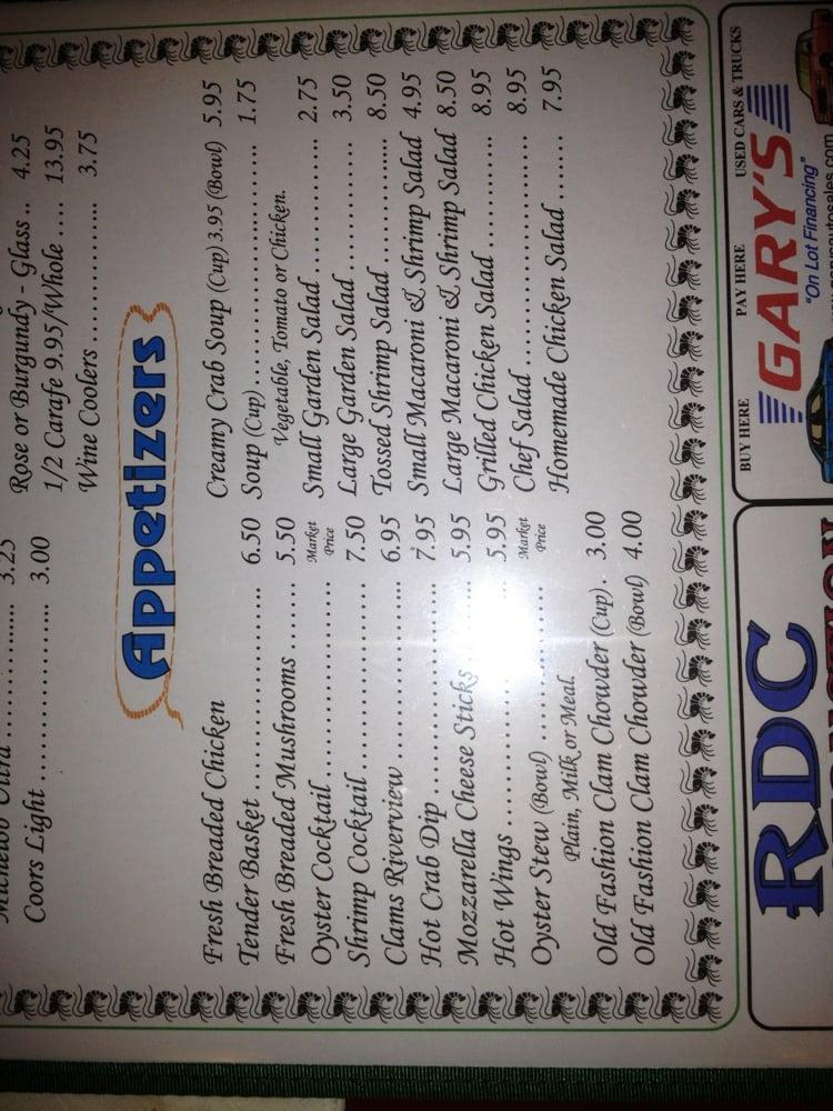 Menu at Riverview Cafe, Sneads Ferry