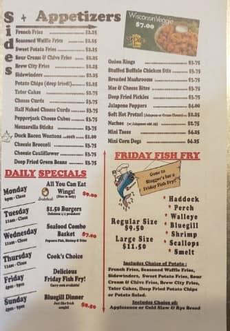Menu at Slugger's Sports Bar & Grill, Wild Rose