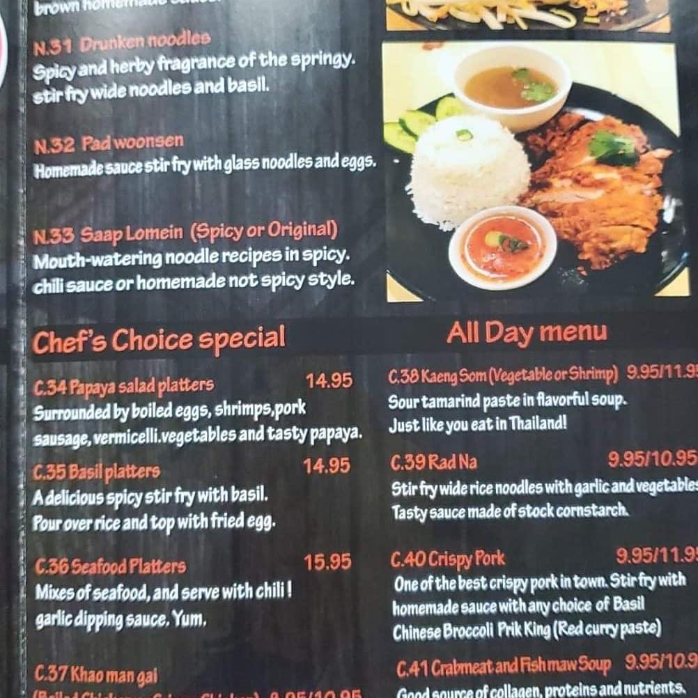 Menu at Thai Saap Rice & Noodles Kitchen restaurant, Quincy