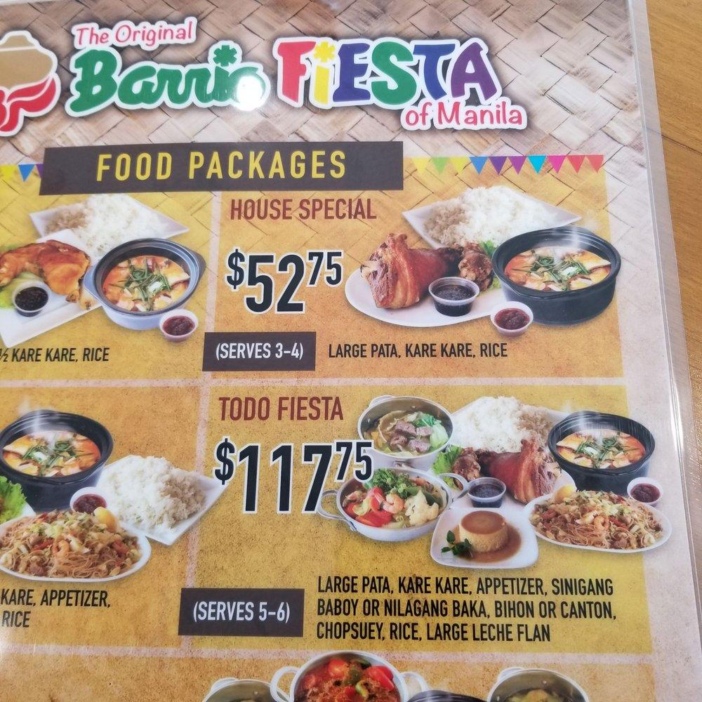 Menu at The Original Barrio Fiesta Of Manila, Anaheim