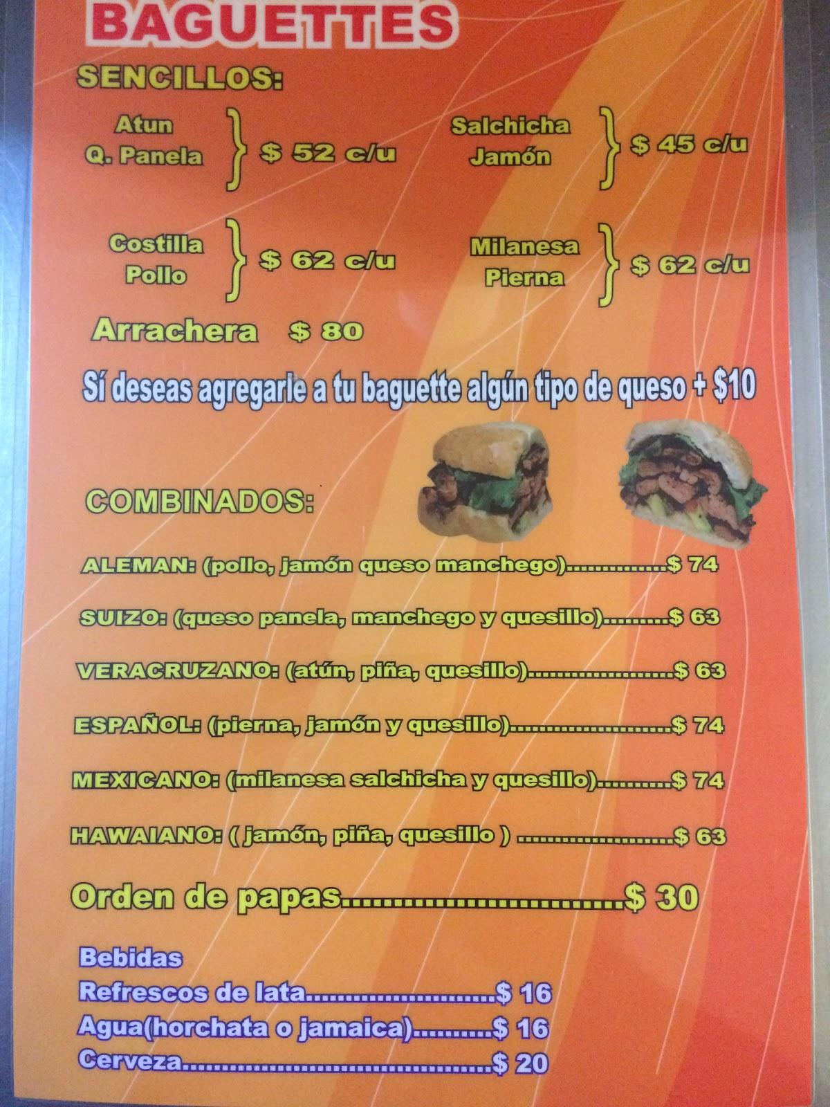 Menu at Delicias Morazan restaurant, Mexico City, Av. 8 350