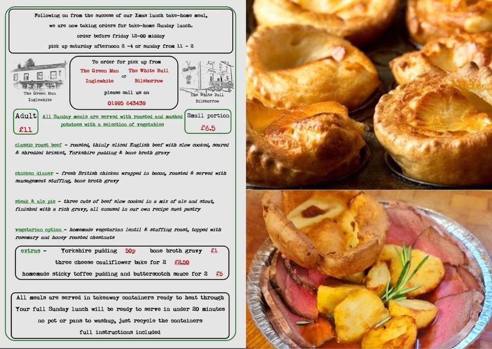 Menu at Green Man pub & bar, Myerscough and Bilsborrow, Silk Mill Lane