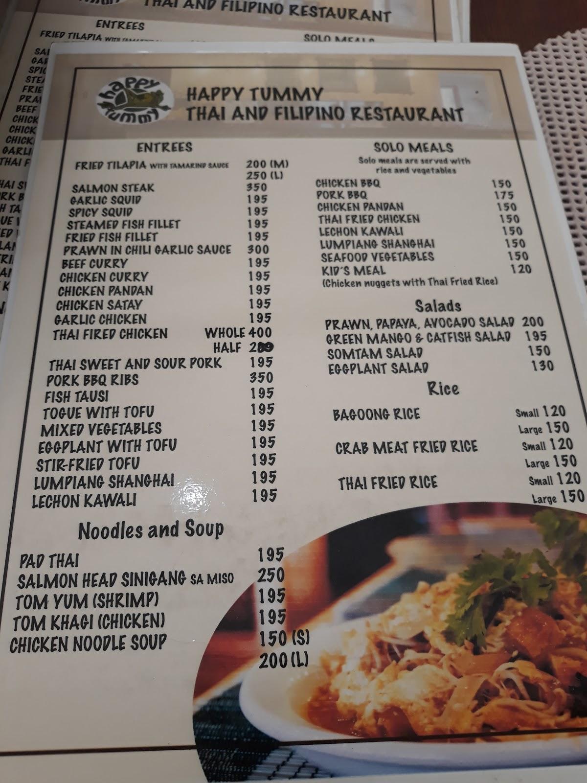 Menu at Happy Tummy restaurant, Tuba, CH62+58W